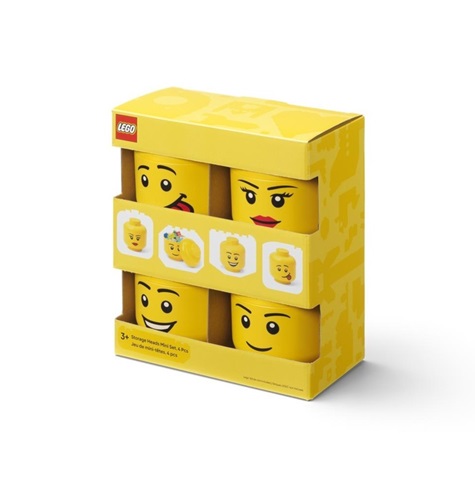 LEGO Opbergbox Hoofd Boy Girl Silly Happy Boy Mini (Set 4 stuks ...